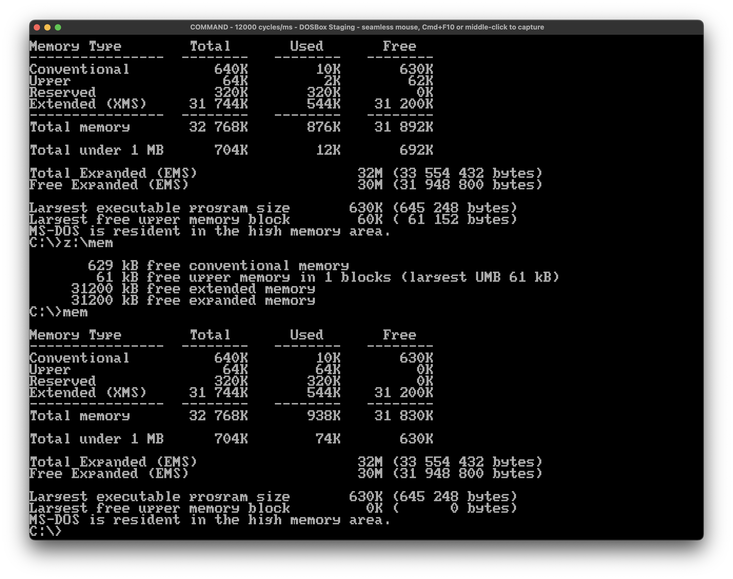 Internal Command Zmemcom Eats Away All The Umb Memory · Issue 2532 · Dosbox Stagingdosbox 
