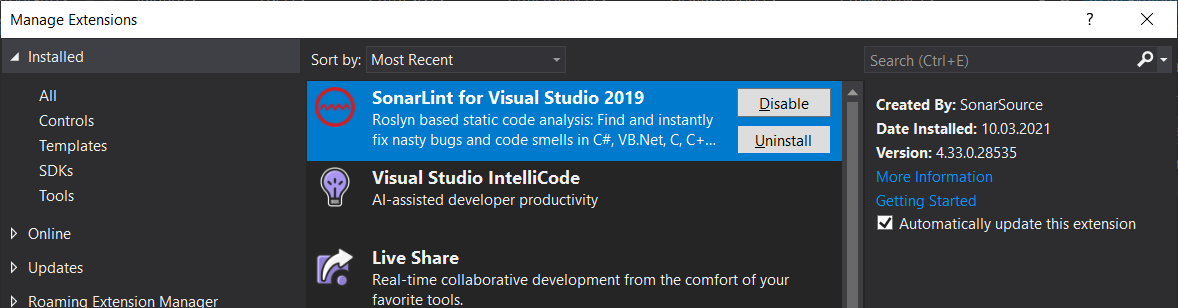 Massive footprint on my Visual Studio solution after SonarLint setup · Issue #2221 · SonarSource ...