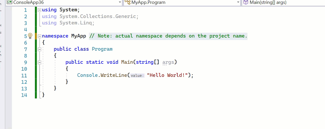 File-scoped namespace puts semicolon on newline if a comment exists ...