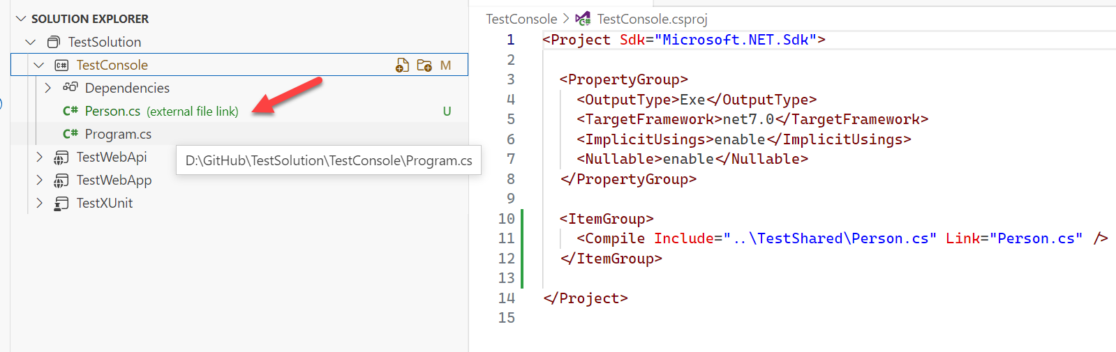 Linked files are not shown in the project · Issue #39 · microsoft/vscode-dotnettools · GitHub