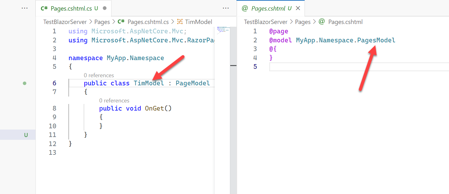 Rename a razor page symbol didn't rename in the cshtml · Issue #96 ...