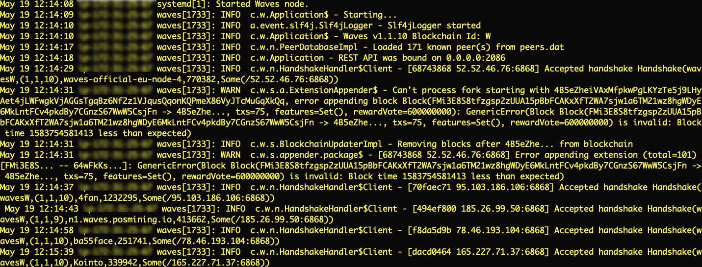 Node Synchronization stuck on this block 1964603. · Issue #3127 · wavesplatform/Waves · GitHub