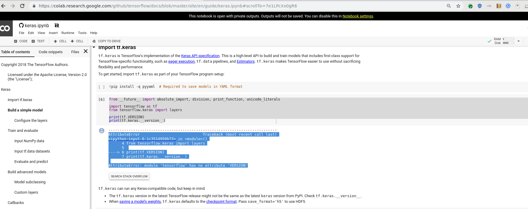 Keras Code In Colab From Is Not Showing Tensorflow Version Details · Issue 28596