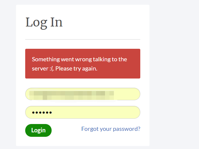How to find out the reason when "Something went wrong talking to the server :(. Please try again ...