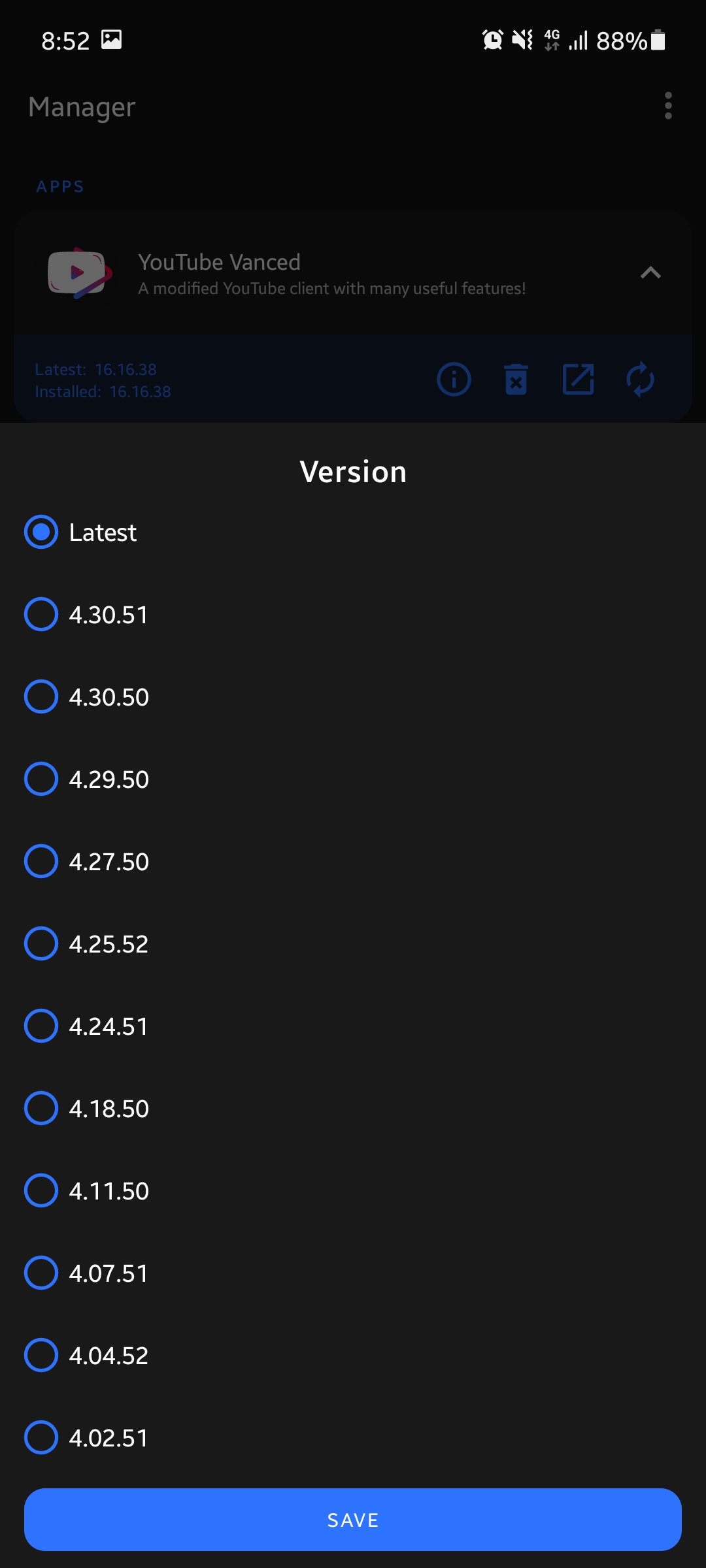 [bug] Save button of versions does not appear in landscape mode. · Issue #578 · TeamVanced ...