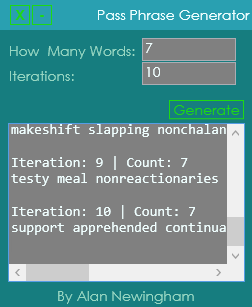 GitHub - 01000001-01001110/PassPhraseGenerator: Quickly Generate Passphrases