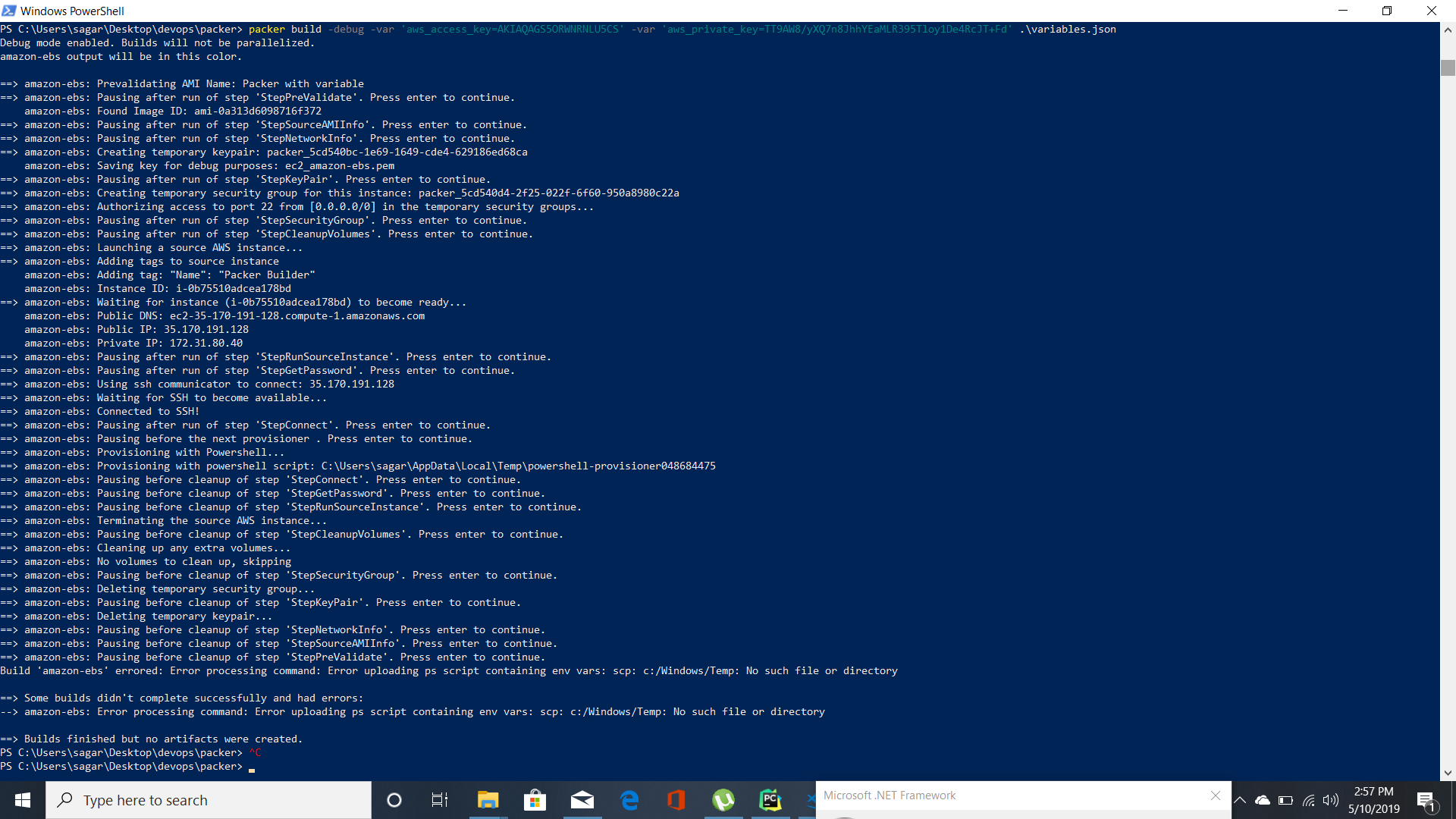 Some Builds Didnt Complete Successfully And Had Errors Amazon Ebs Error Processing