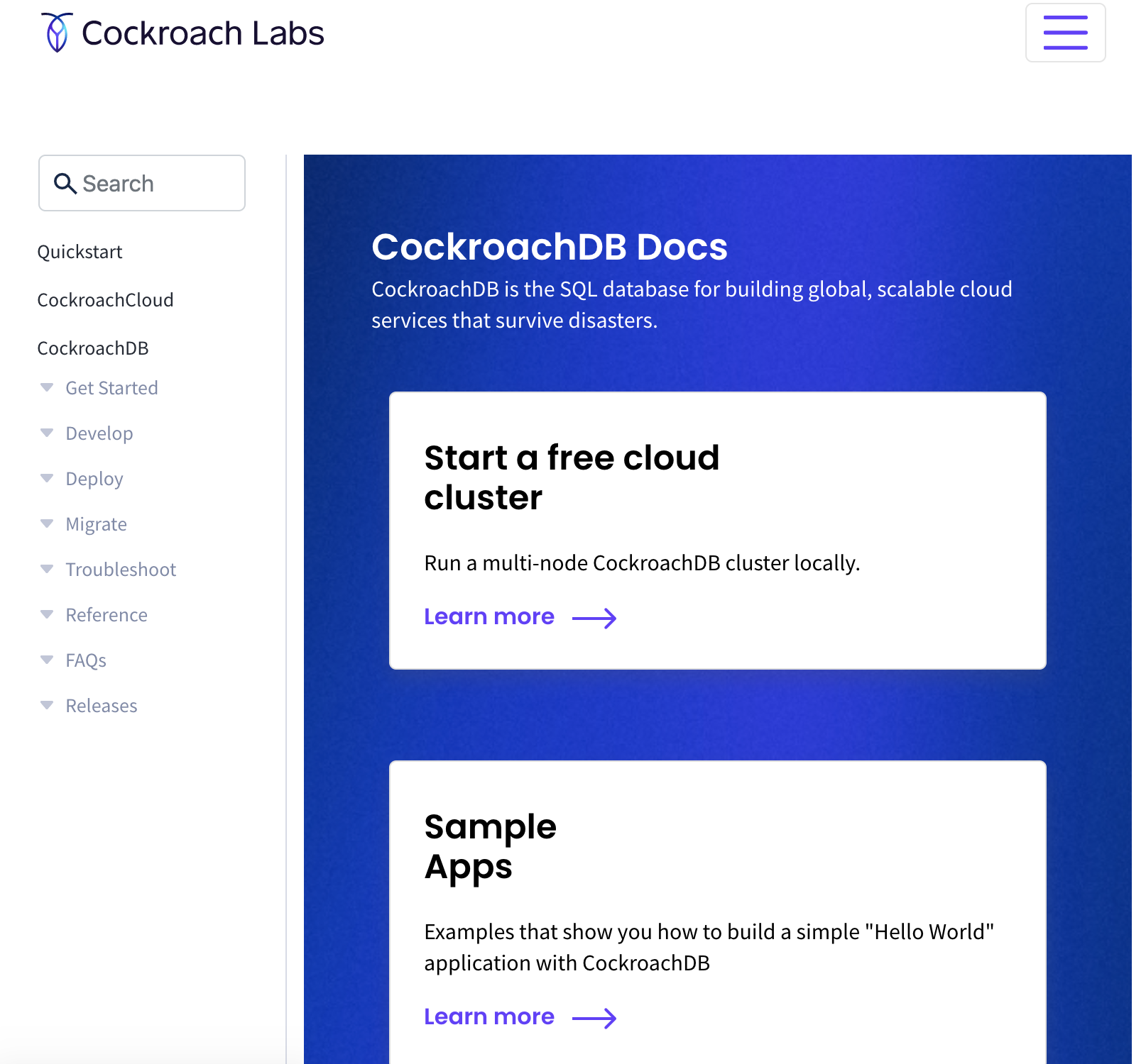 Top Nav height increases when I scroll down · Issue #9432 · cockroachdb/docs · GitHub