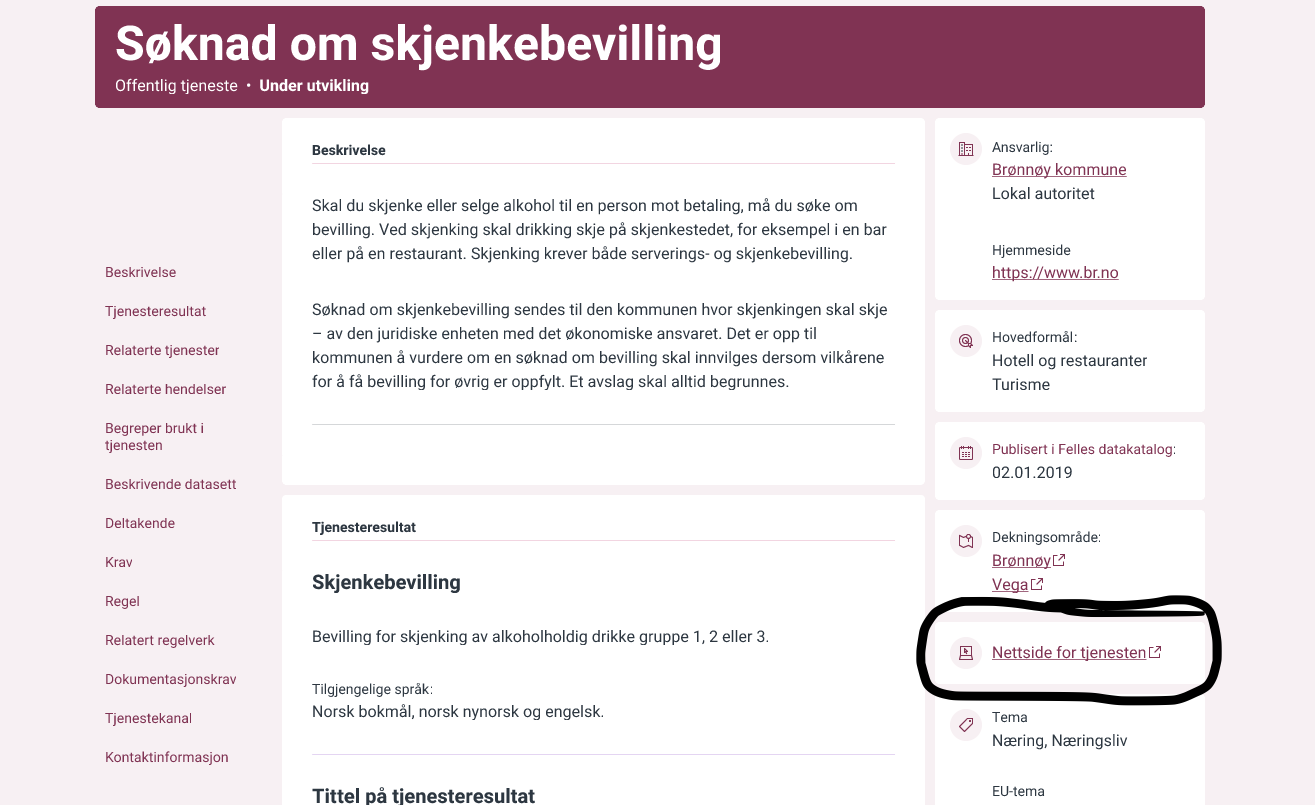 [Tjeneste] Legge til nettside for tjenesten i "public service details page" · Issue #1415 ...