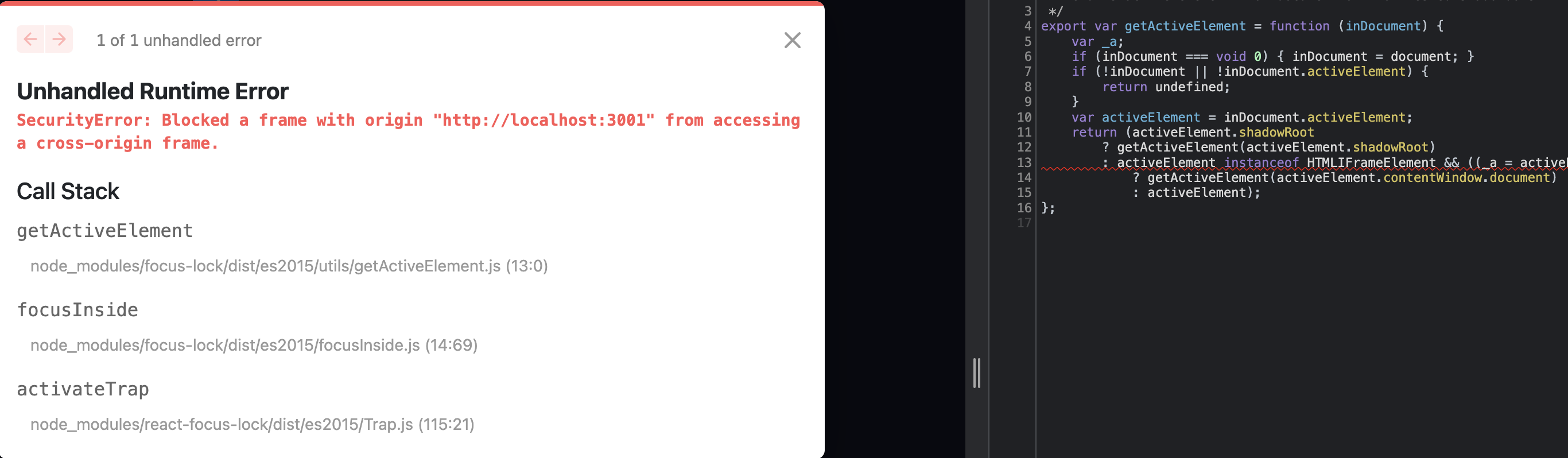 Modal Crashes Because Of The Active Element Being An Iframe Which Has Different Origin · Issue