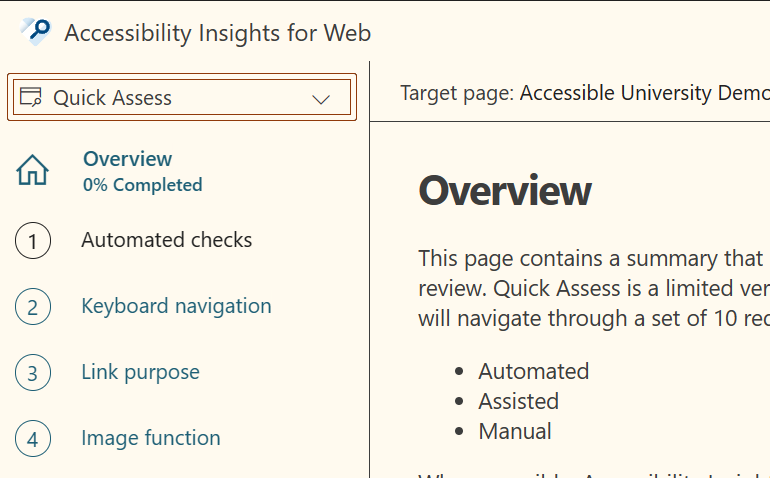 [Windows 11 HC] Quick Assess Automated checks text in navigation bar ...