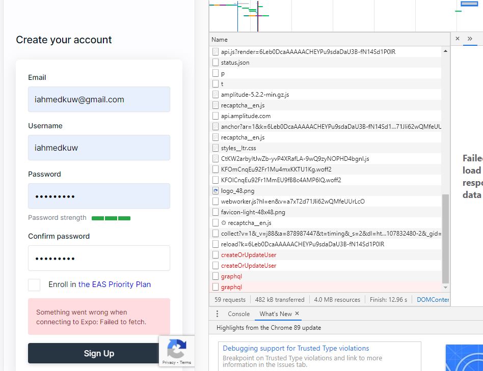 I Can Not Sign Up · Issue 12145 · Expoexpo · Github 