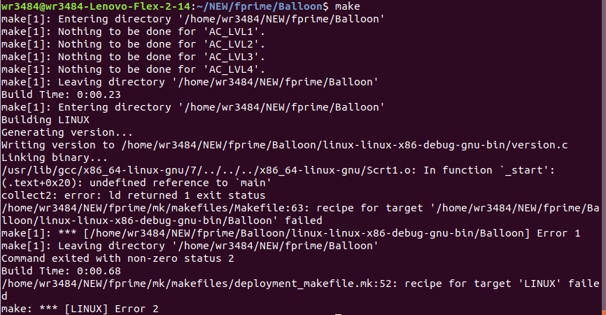 build errors using make gen_make · Issue #51 · nasa/fprime · GitHub