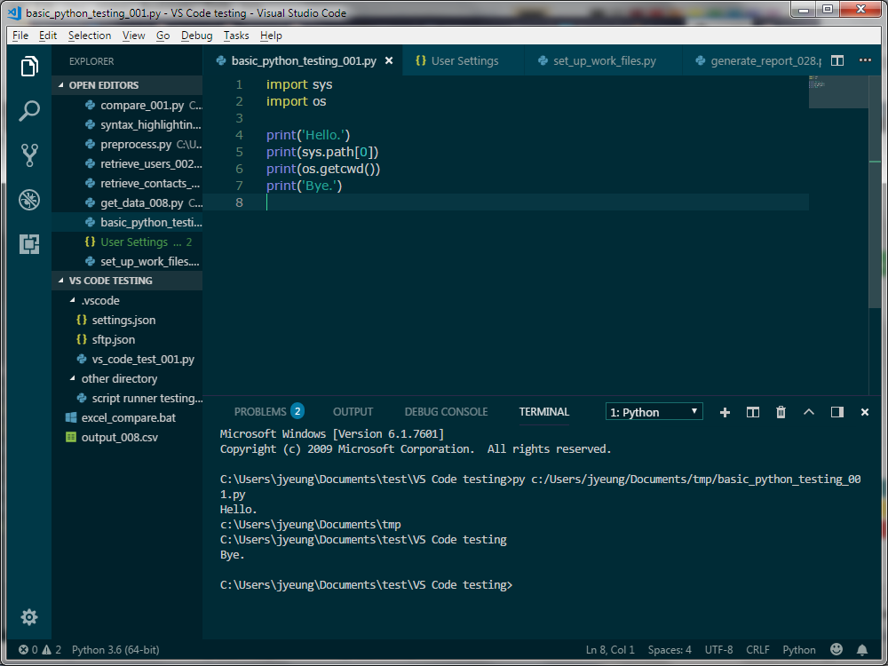 Python terminal executeInFileDir Doesn t Seem To Have Any Effect