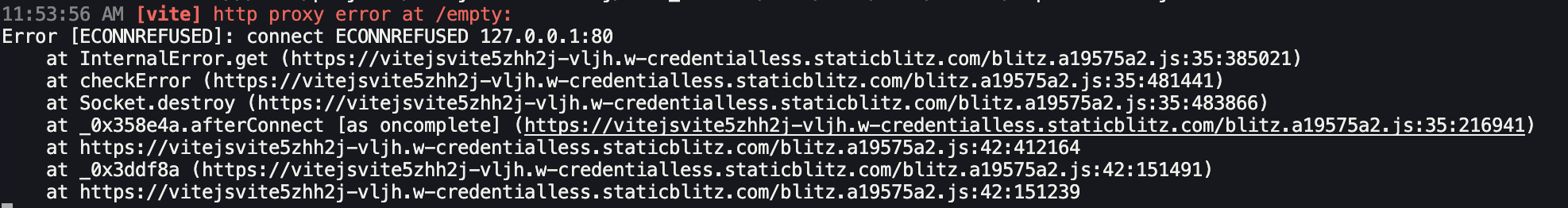 Error handling with `proxyMiddleware` needs improvement · Issue #13703 · vitejs/vite · GitHub