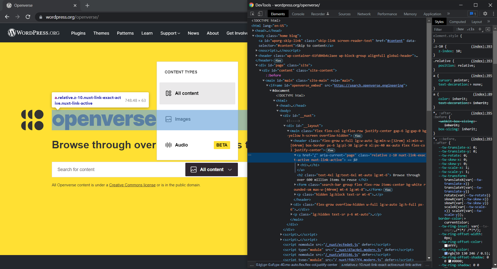 Unable to choose images on landing page, under content types on the search bar · Issue #801 ...