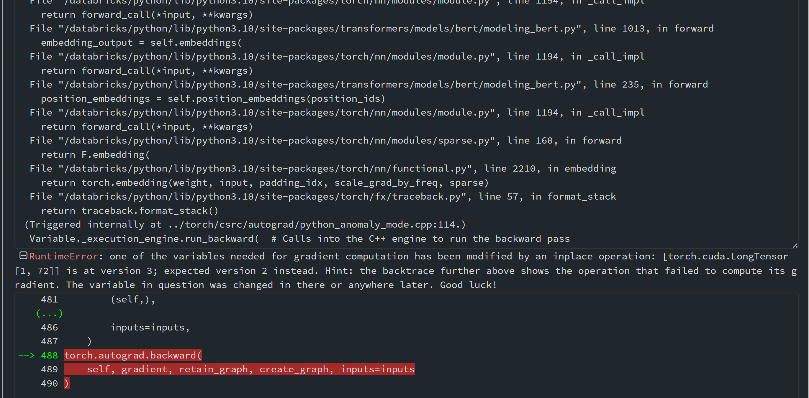 an inplace operation preventing TorchDistributor training · Issue #25130 · huggingface ...