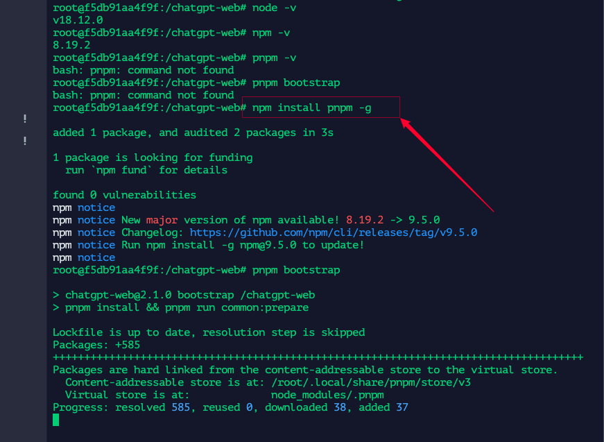 docker images ：pnpm not found cmd · Issue #41 · Chanzhaoyu/chatgpt-web · GitHub