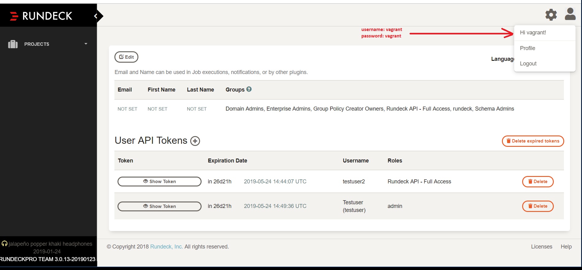 Unable to see Profile/API Tokens information depending on username case · Issue #4764 · rundeck ...