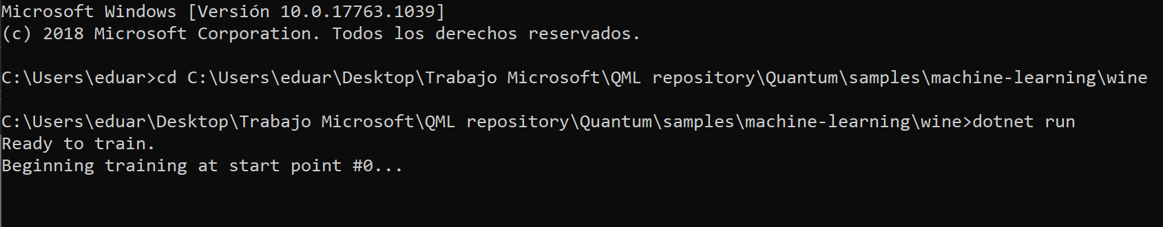 Sample Wine of QML library stuck in training · Issue #315 · microsoft/Quantum · GitHub