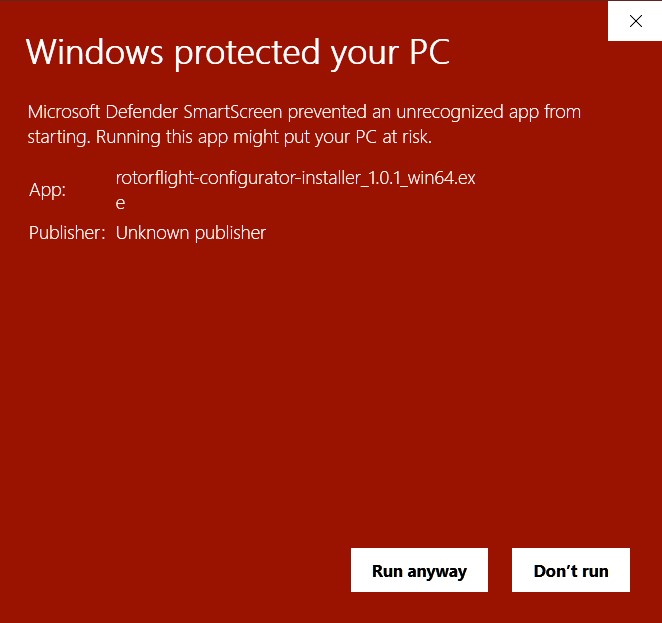Configurator installation file gets flagged by Windows Defender · Issue #13 · rotorflight ...