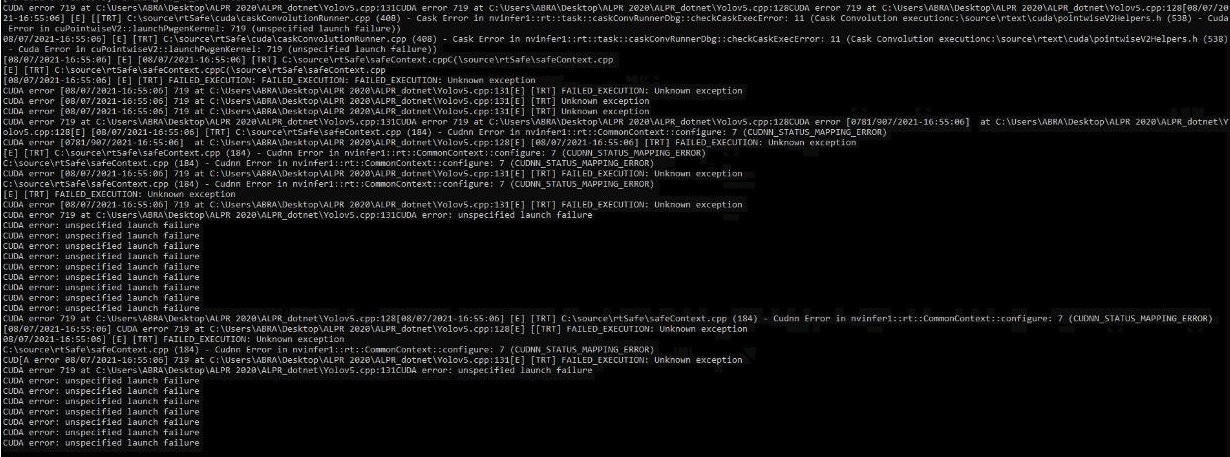 Cuda error : Unspecified launch failure. · Issue #671 · wang-xinyu/tensorrtx · GitHub