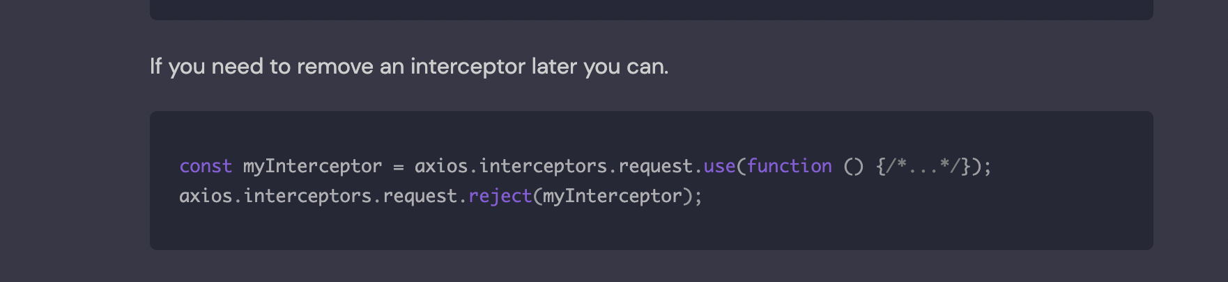 Eject using to remove interceptor but "Reject" in docs · Issue #4564 · axios/axios · GitHub