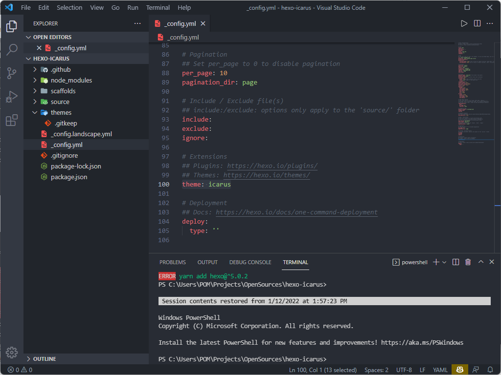 不兼容 HEXO-v6.0.0 · Issue #1008 · ppoffice/hexo-theme-icarus · GitHub