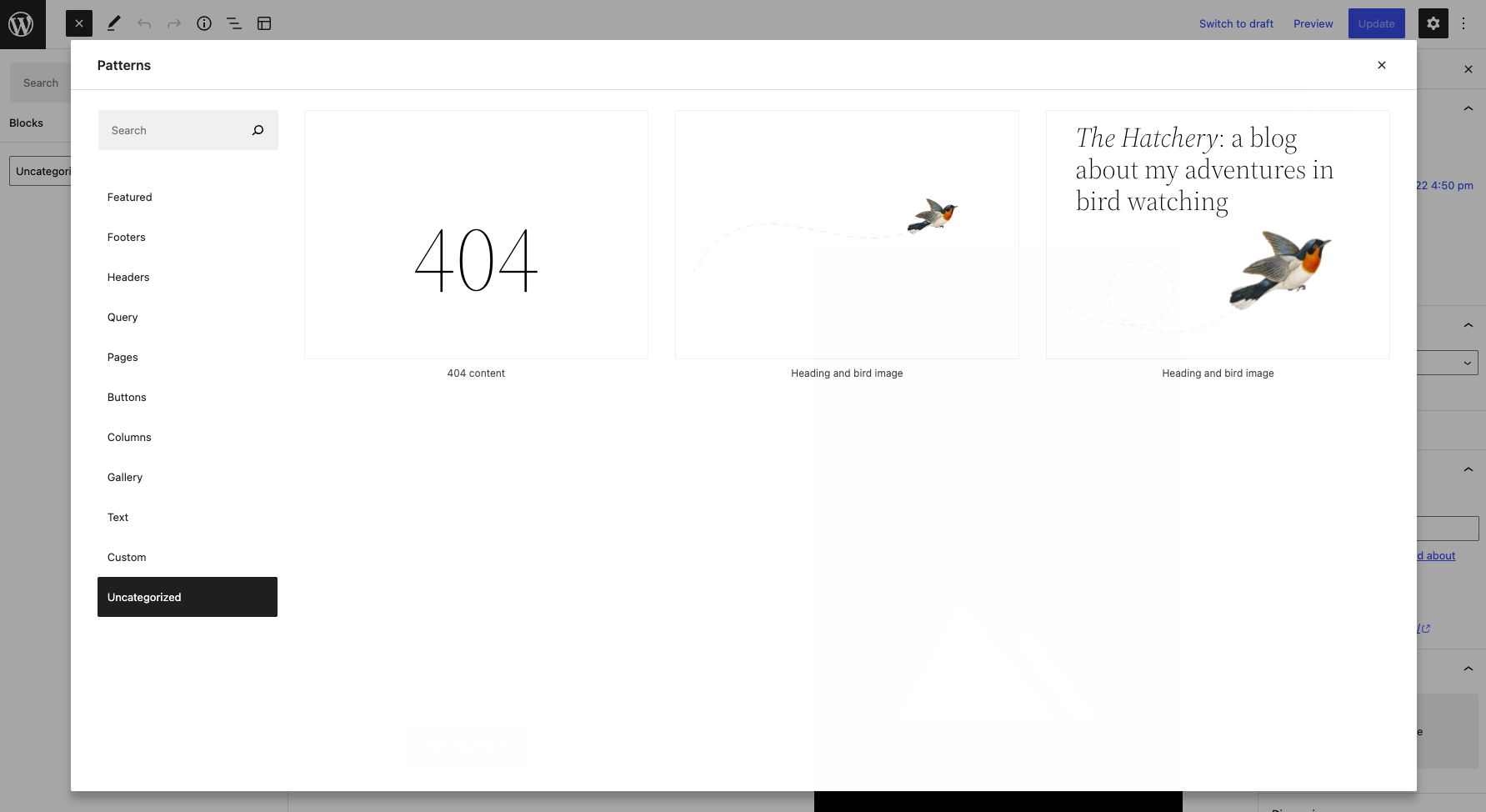 Patterns with `Inserter: false` are visible in Inserter with Gutenberg 13.0 · Issue #40414 ...