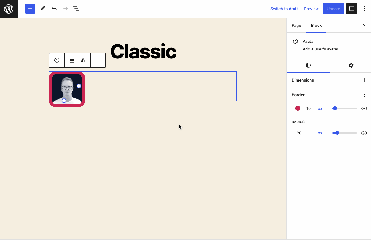 Avatar border has stopped working on the front · Issue #47408 · WordPress/gutenberg · GitHub