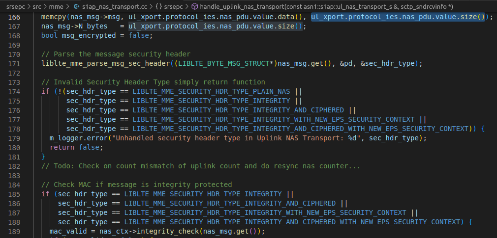 Buffer overflow in srsEPC after receiving fuzzed ULInformationTransfer ...