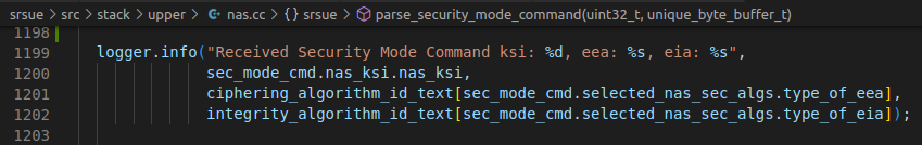 Buffer overflow in srsUE during logging (fuzzing DLInformationTransfer, Security Mode Command ...