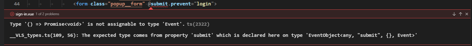 Type '...' is not assignable to type 'Event'. ts(2322) · Issue #1998 · vuejs/language-tools · GitHub