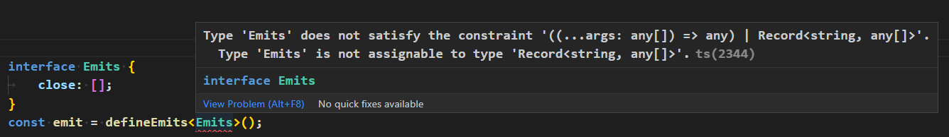 Can't use own type in `defineEmits` in new Vue 3.3 structure · Issue #3223 · vuejs/language ...