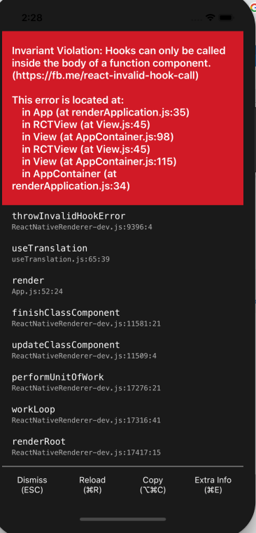 Error after upgrading: "Invariant Violation: Hooks can only be called inside the body of a ...