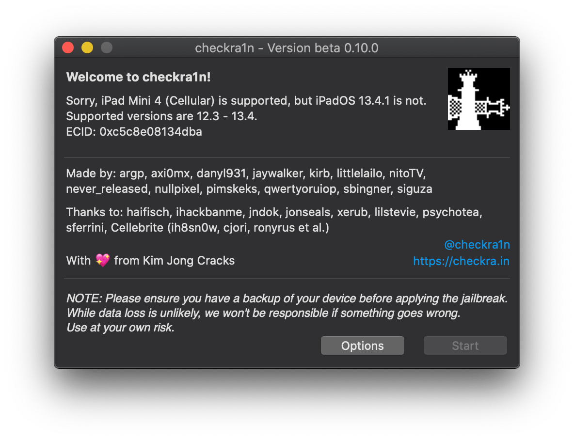 iPad Mini 4 iOS 13.4.1 -20 Error · Issue #1180 · checkra1n/BugTracker · GitHub