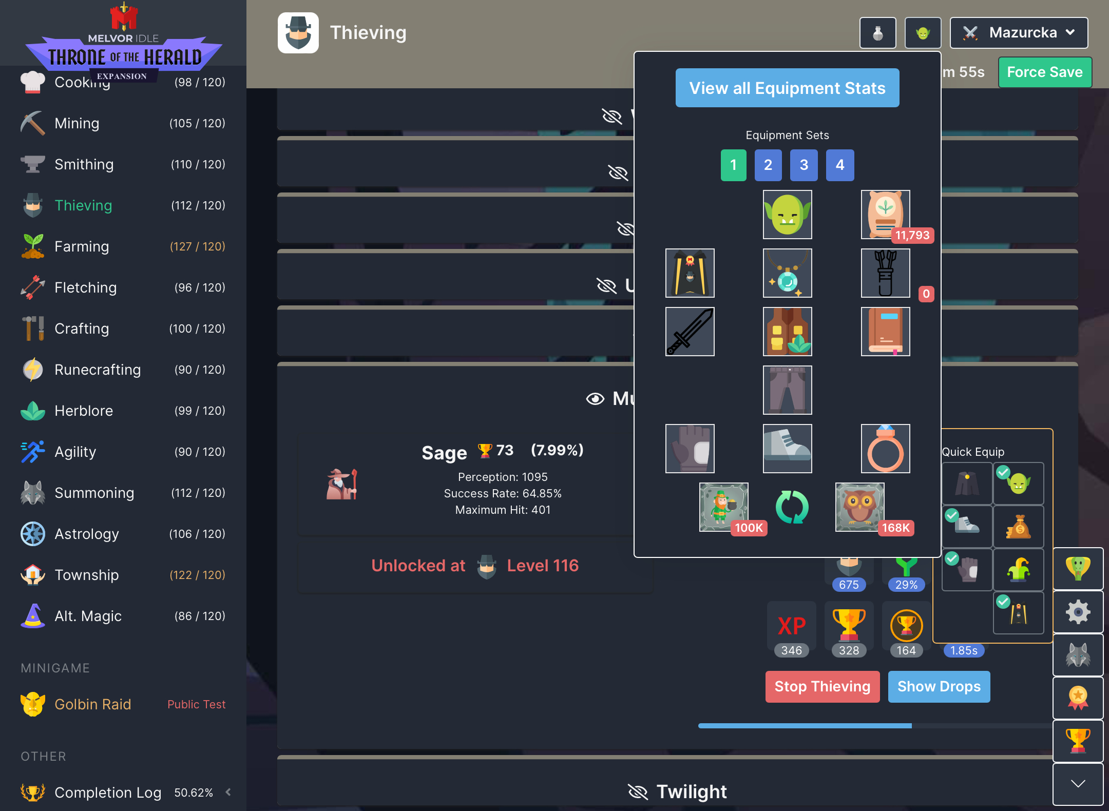 [Bug]: thieving shorts missing from thieving quick equip menu · Issue #3163 · MelvorIdle ...