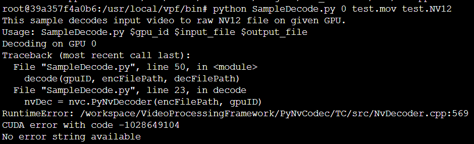 No error string available · Issue #61 · NVIDIA/VideoProcessingFramework ...