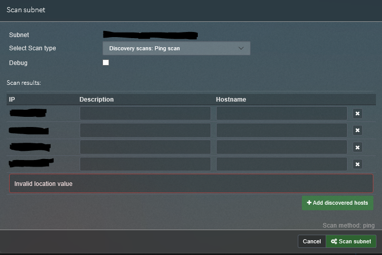 Error When Trying To Add Hosts From Discovery Scans · Issue 2462 · Phpipamphpipam · Github