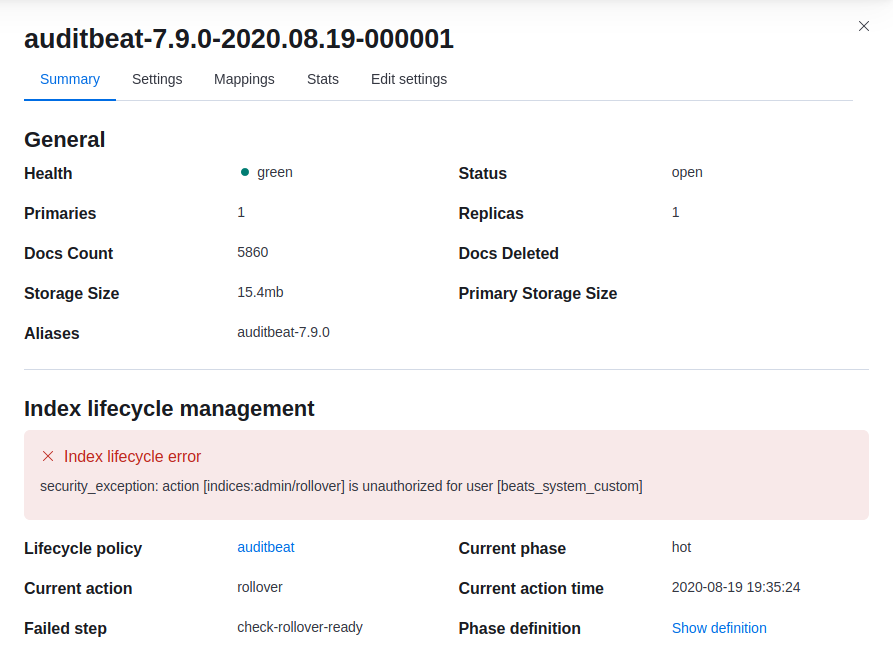 Security_exception: action [indices:admin/rollover] is unauthorized for user · Issue #61453 ...