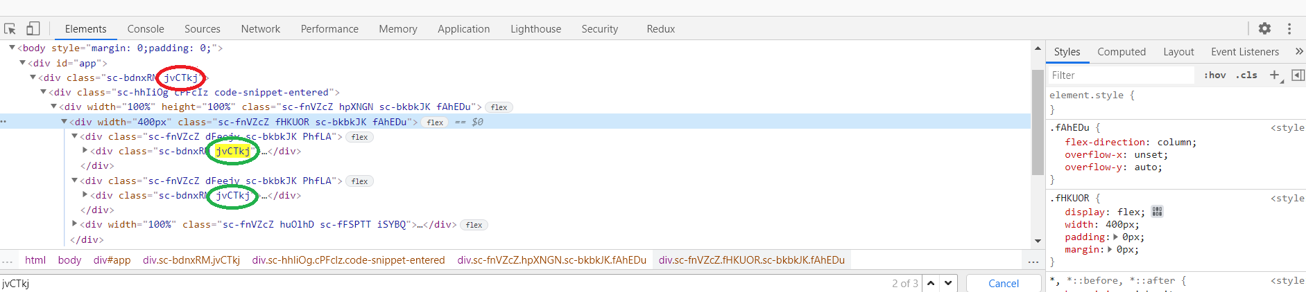 Class Created By Styled Component Automatically Adding To Another Divcomponent In Cloud Front