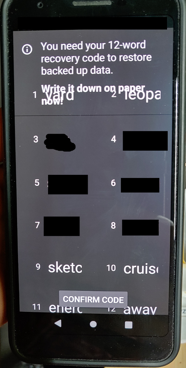 Recovery seed words cut off · Issue #256 · seedvault-app/seedvault · GitHub