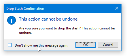 There seems to be no way to turn on "Drop Stash Confirmation" once it's ...