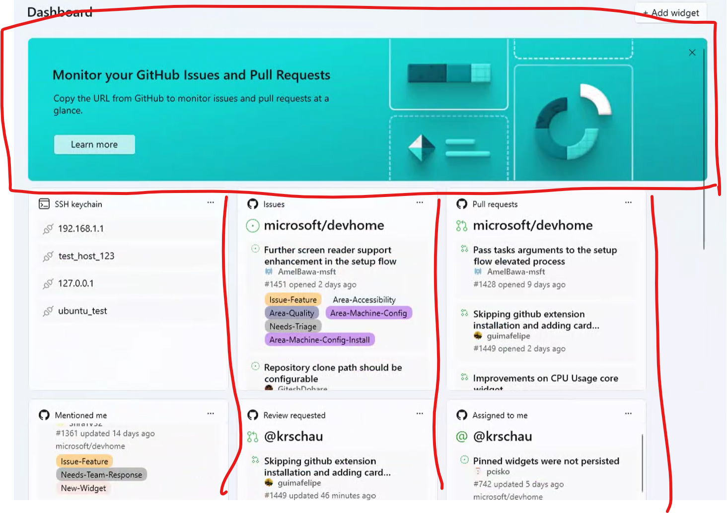 Dashboard banner should size to columns · Issue #1476 · microsoft/devhome · GitHub