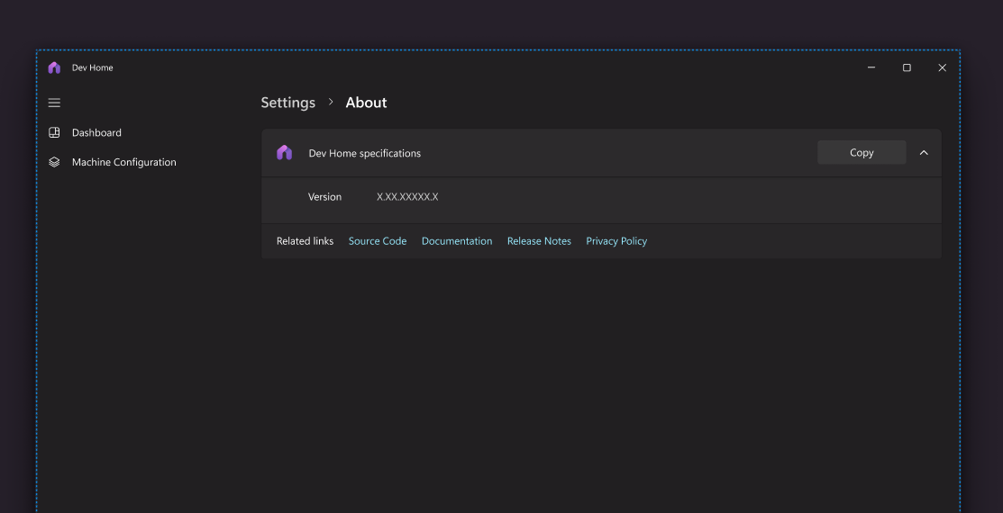 Update about page to match figma · Issue #1502 · microsoft/devhome · GitHub