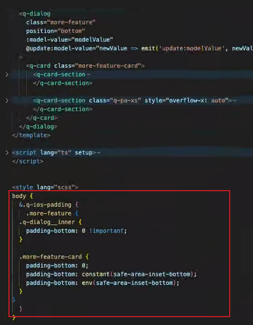 Q Dialog Component Under Ios There Will Be A Gap When It Pops Up From Below · Quasarframework