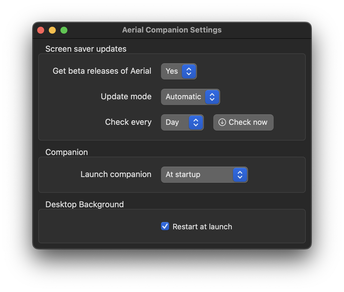 selecting "Open Aerial Settings" crashes app · Issue #61 · AerialScreensaver/AerialCompanion ...