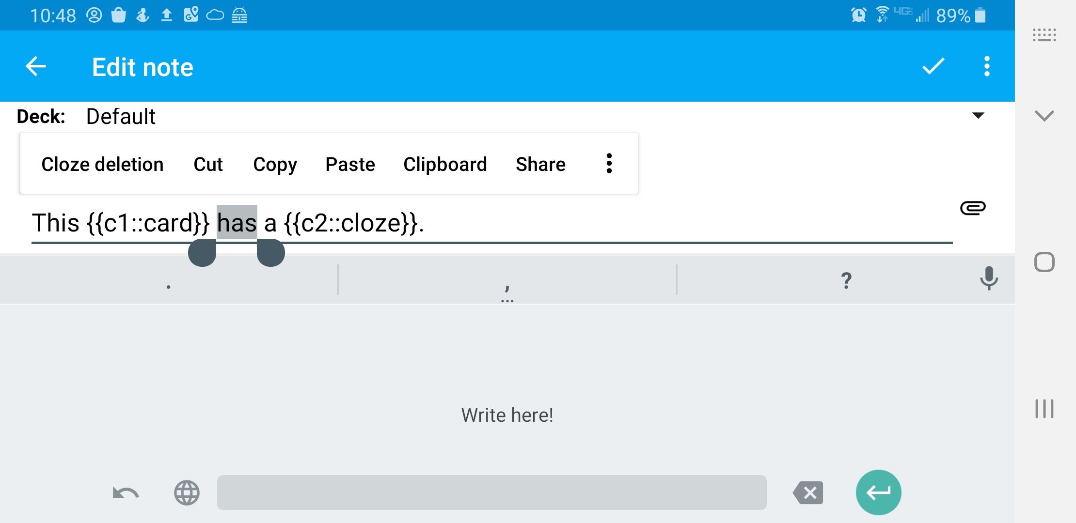 Cloze deletion menu item does not appear in landscape · Issue #5533 · ankidroid/Anki-Android ...