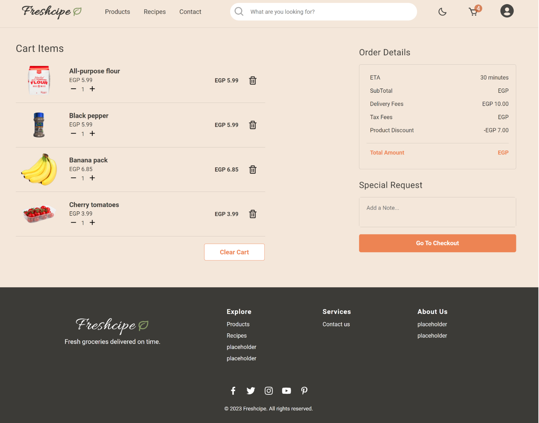 GitHub - NadaAlinour/freshcipe-react: E-commerce web application using React js