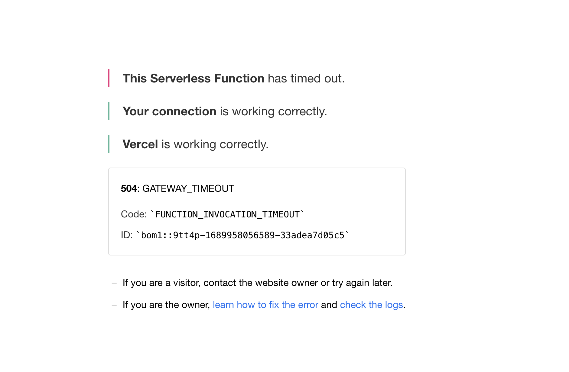 Requesting Help Urgent Production Issue 404 Errors Followed By 504 Errors · Vercel